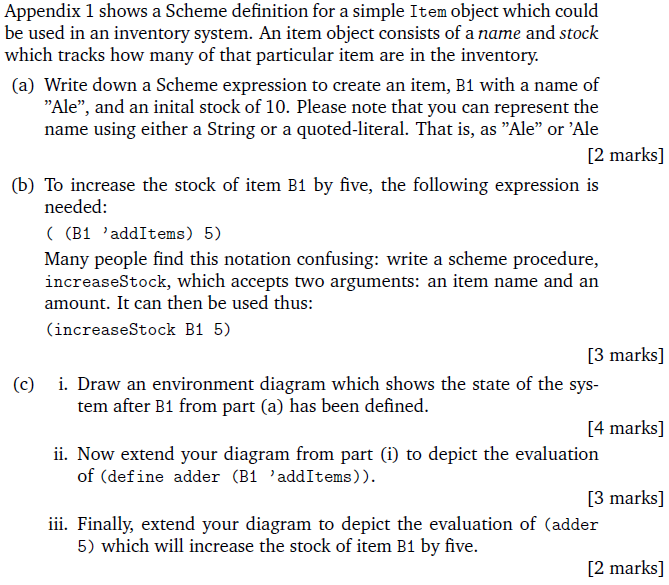 Appendix 1 shows a Scheme definition for a simple | Chegg.com