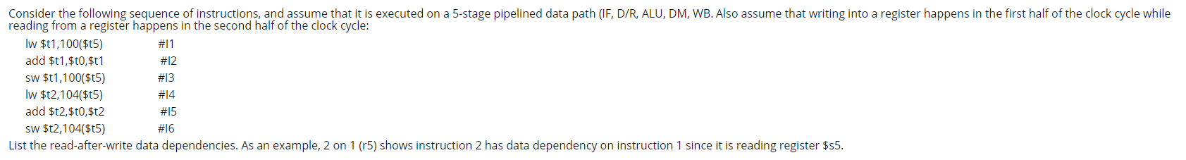 Solved Consider the following sequence of instructions, and | Chegg.com