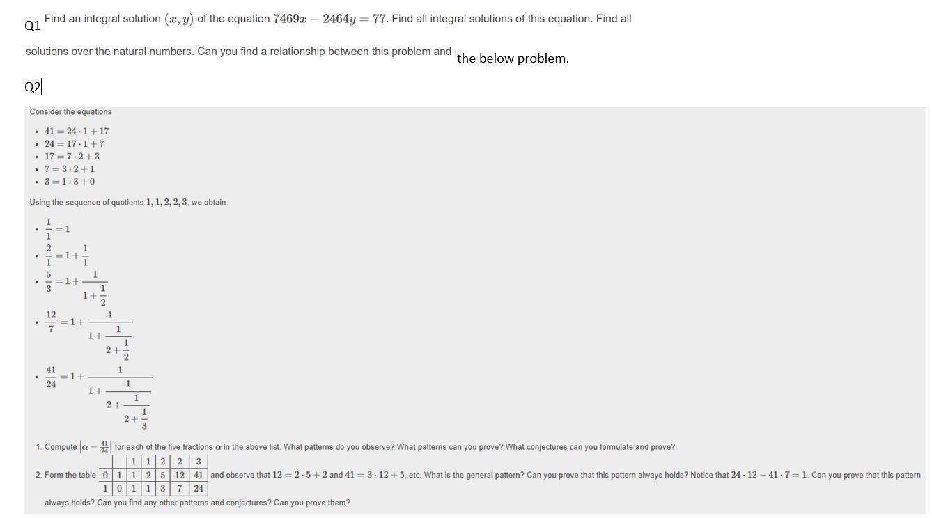 Solved Find an integral solution (x, y) of the equation | Chegg.com