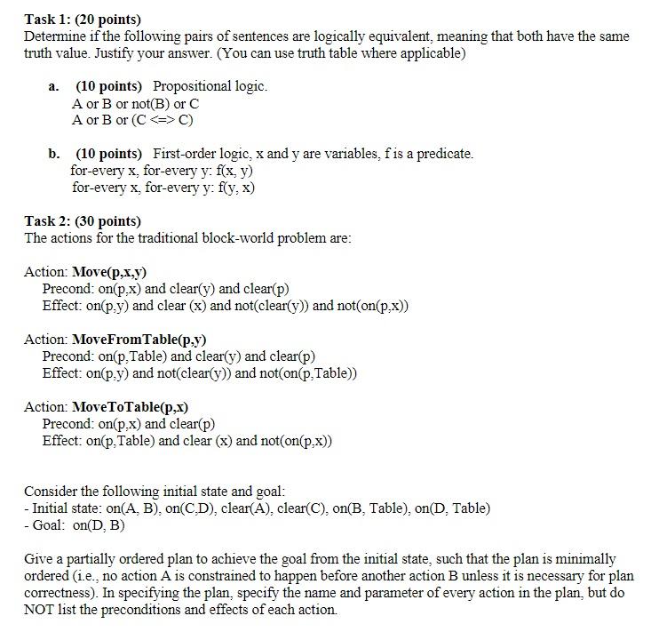 Solved Task 1: ( 20 points) Determine if the following pairs | Chegg.com