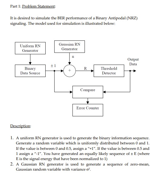 Solved Part 1: Problem Statement: It is desired to simulate | Chegg.com