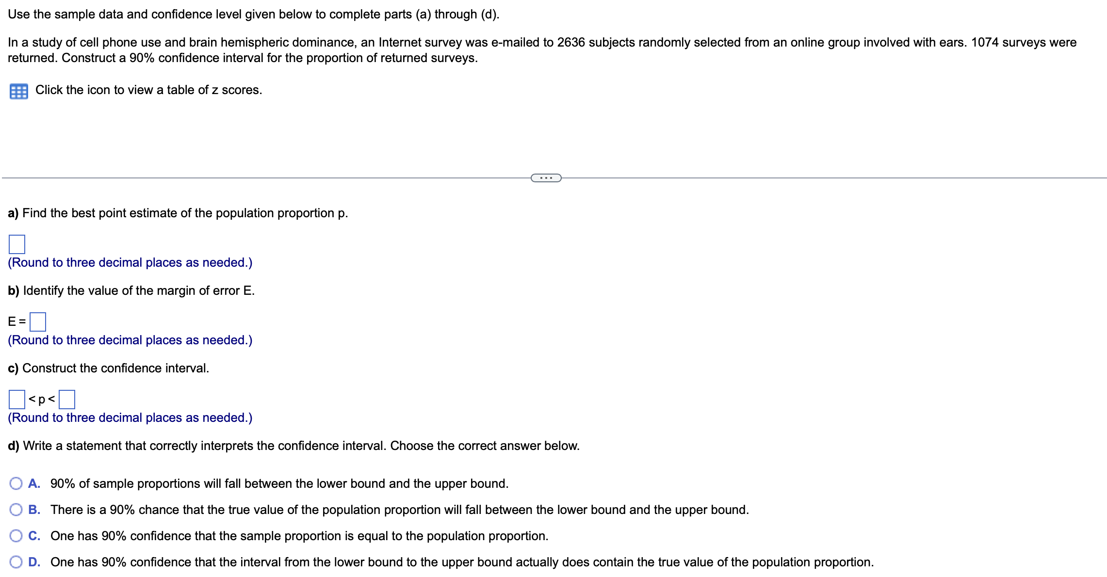 Solved Use the sample data and confidence level given below | Chegg.com