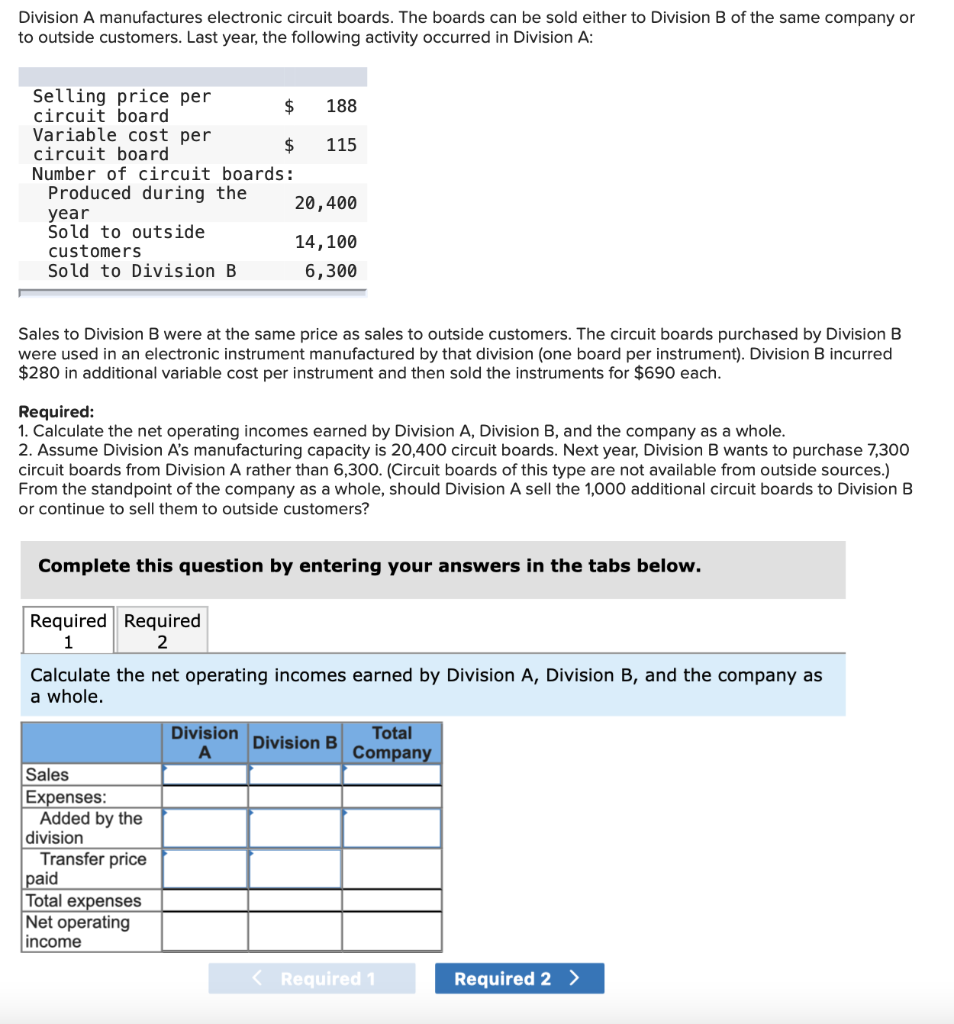 Solved Division A manufactures electronic circuit boards. | Chegg.com