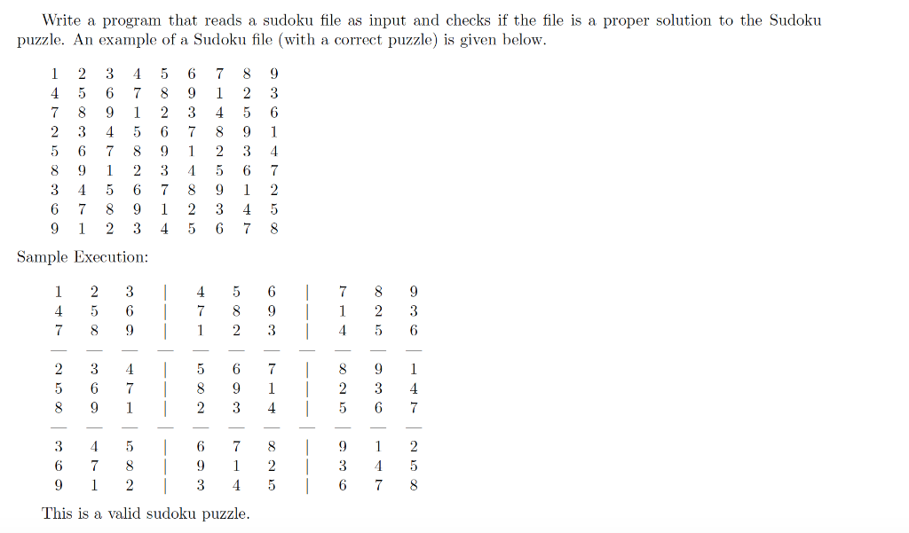 Solved Write A Program That Reads A Sudoku File As Input And