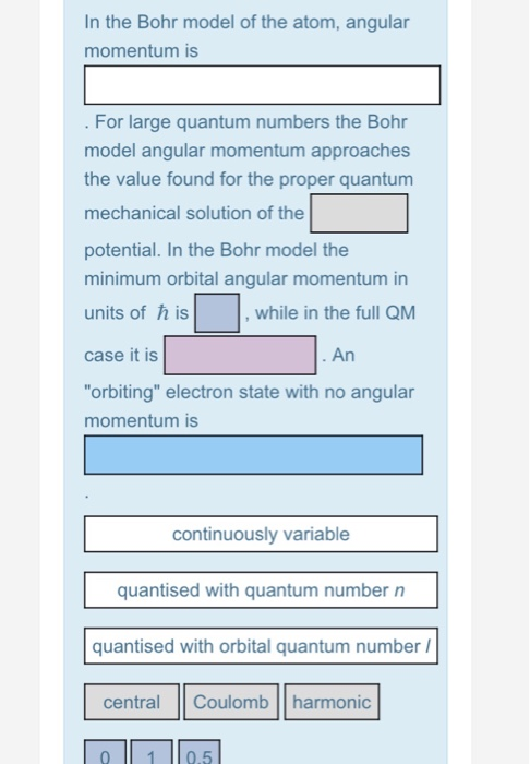 Solved In the Bohr model of the atom, angular momentum is . | Chegg.com