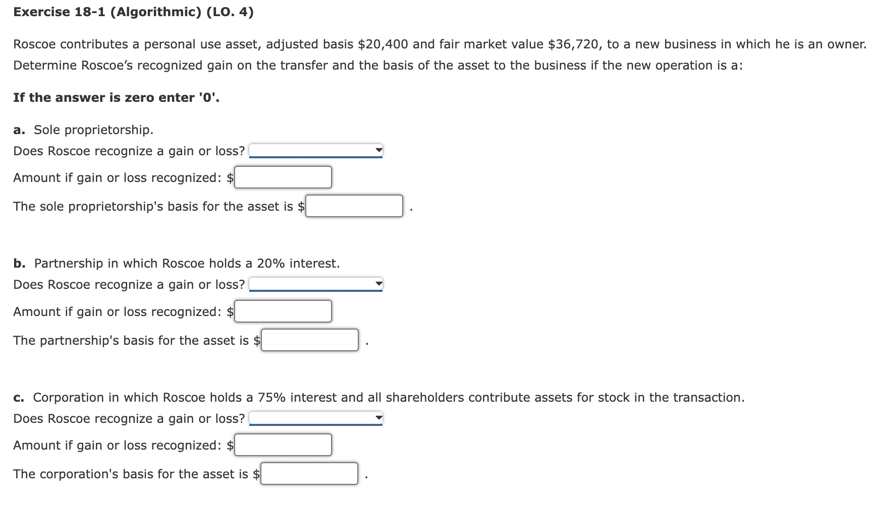 Solved Roscoe contributes a personal use asset, adjusted | Chegg.com