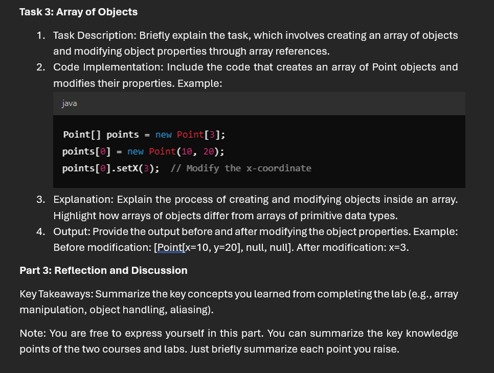 Solved Task 3: Array of Objects1. ﻿Task Description: Briefly | Chegg.com