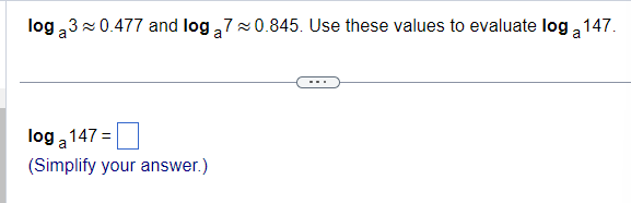 Solved Metaloga3~~0.477 ﻿and loga7~~0.845. ﻿Use these values | Chegg.com