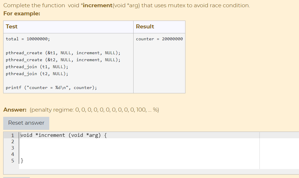 Solved Complete the function void *increment(void *arg) that | Chegg.com