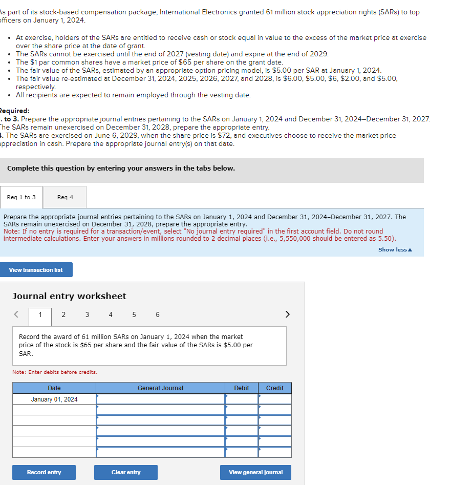 Solved As part of its stock-based compensation package, | Chegg.com