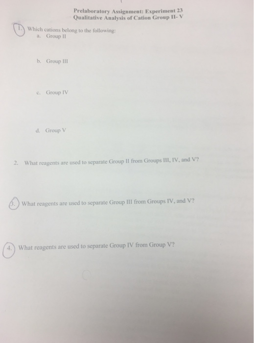 Solved Prelaboratory Assignment: Experiment 23 Qualitative | Chegg.com