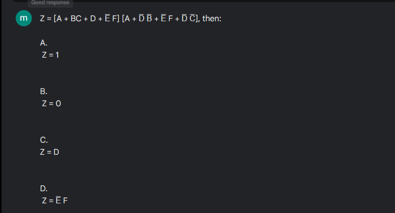 Solved Boolean Expression Z Abc D Ef A Db 