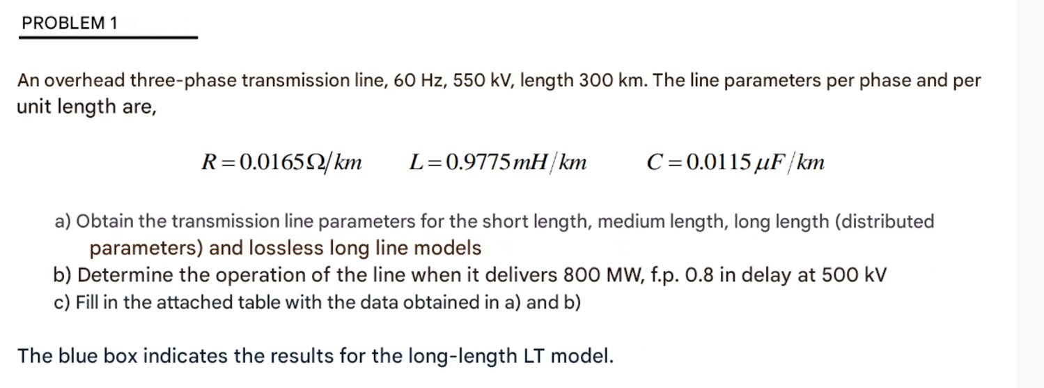 Solved PROBLEM 1An ﻿overhead three-phase transmission line, | Chegg.com