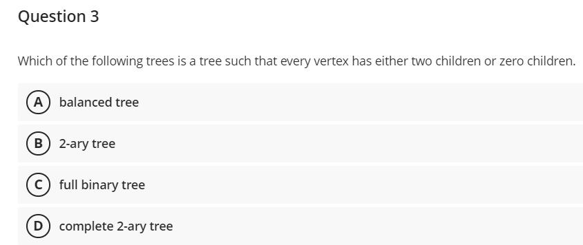 Solved Question 3 Which of the following trees is a tree | Chegg.com
