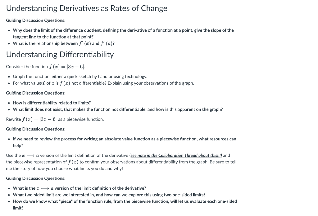 Solved Understanding Derivatives as Rates of Change Guiding | Chegg.com