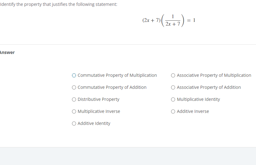 Solved Identify the property that justifies the following | Chegg.com
