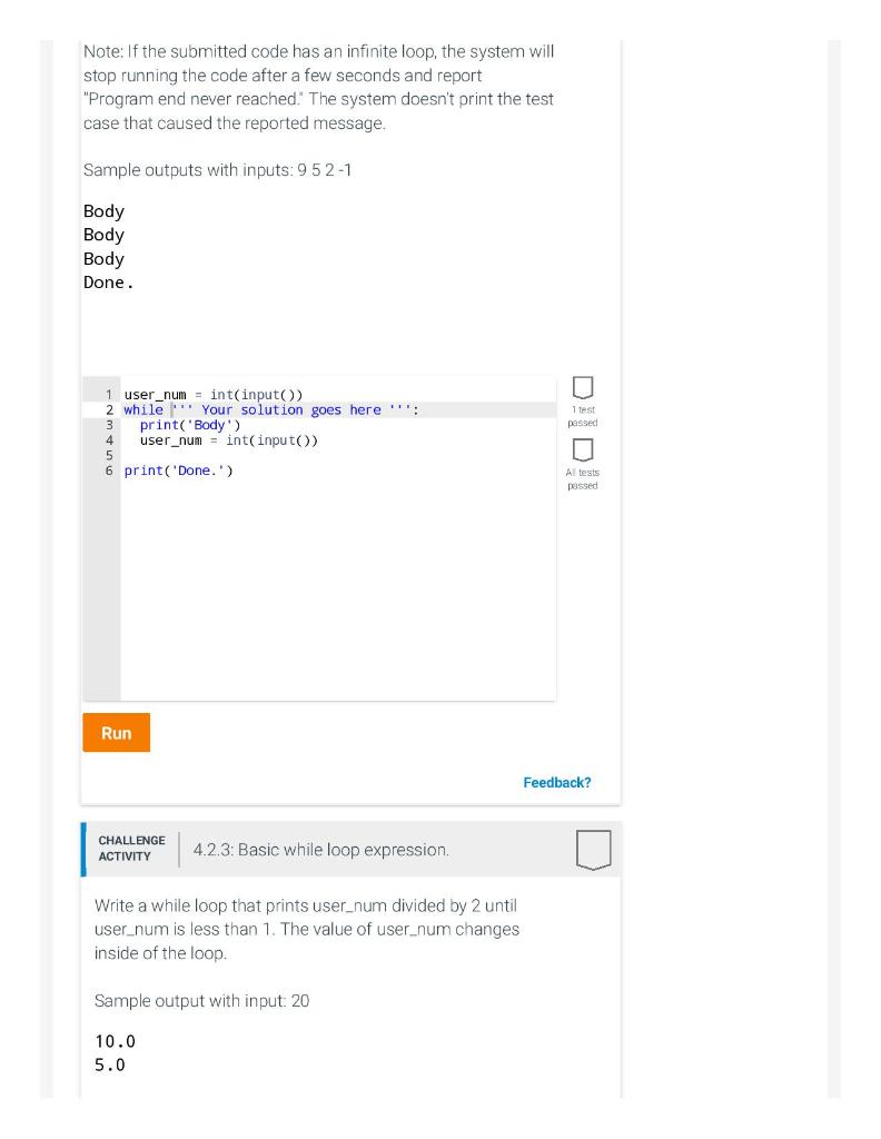 Solved Note: If the submitted code has an infinite loop, the | Chegg.com