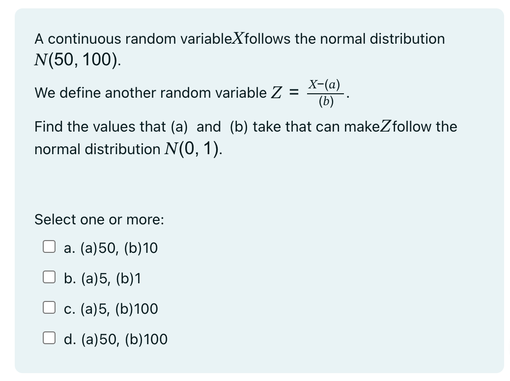 Solved A Continuous Random Variable X Follows The Normal