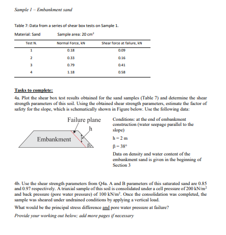 Solved Section 4. Stability issues related to the embankment | Chegg.com