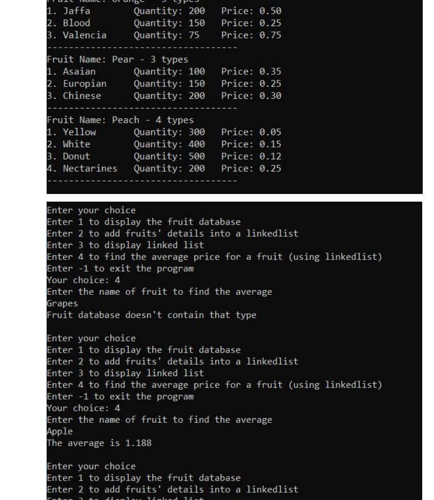 Solved The Problem description Details of fruits in a fruit | Chegg.com