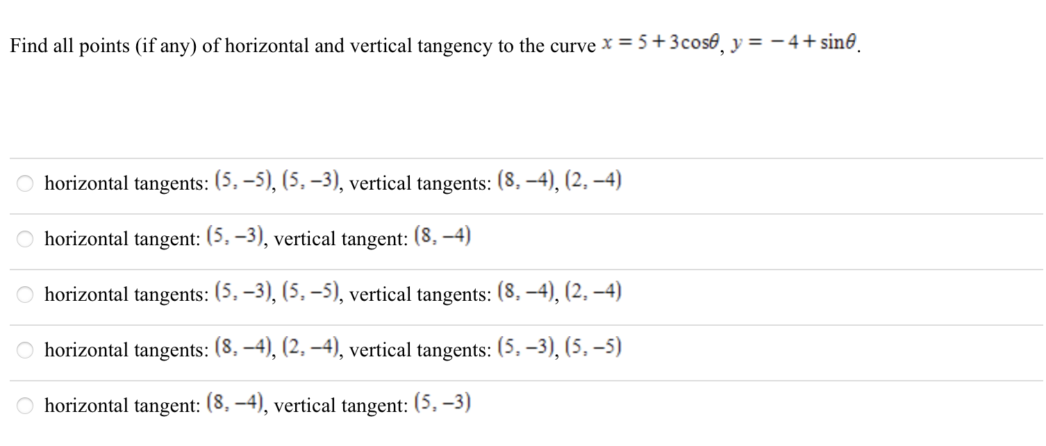 Solved Find all points (if any) of horizontal and vertical | Chegg.com