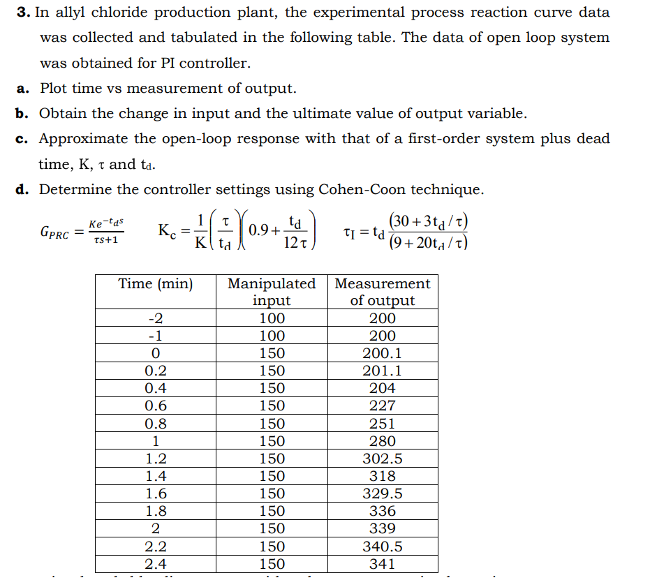 Solved 3. In allyl chloride production plant, the | Chegg.com