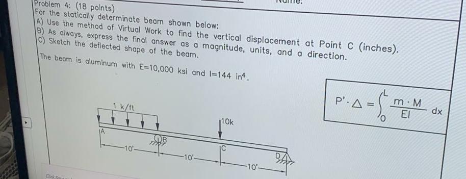 Solved Problem 4: (18 points) For the statically determinate | Chegg.com