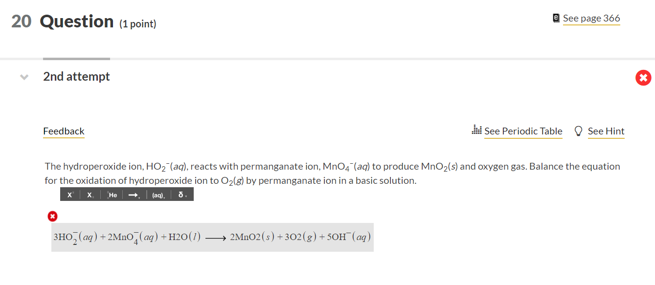 Solved The hydroperoxide ion, HO2−(aq), reacts with | Chegg.com