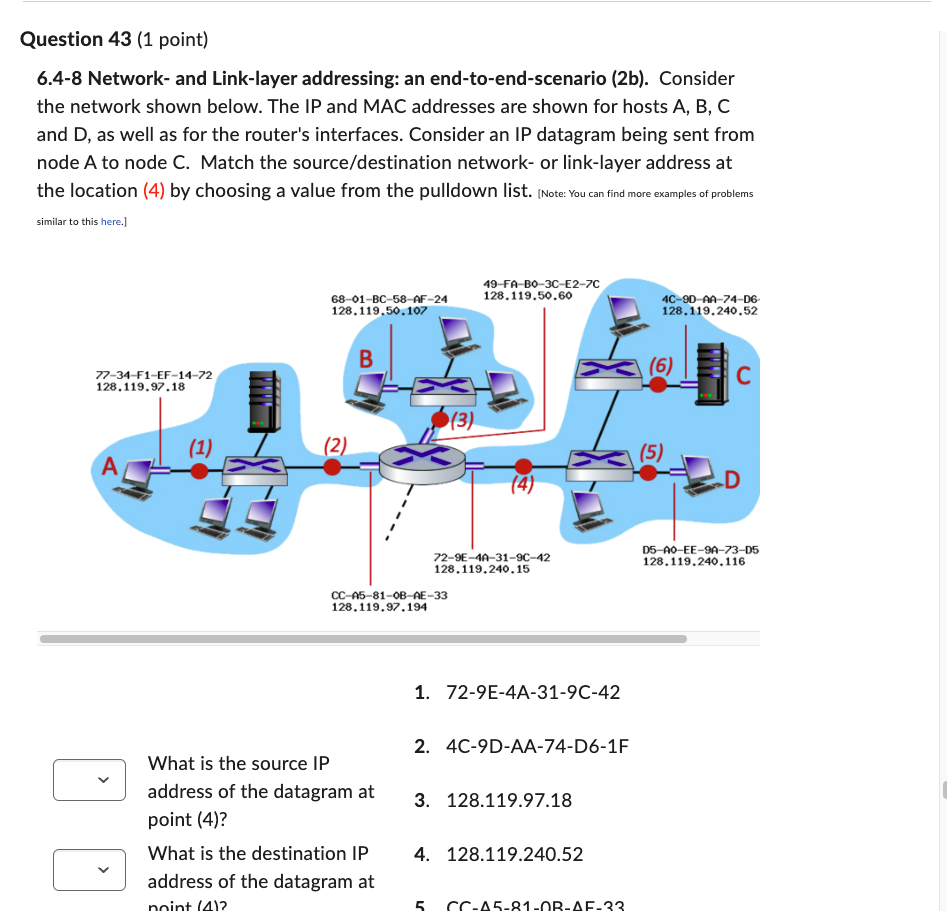 Solved 6.4-8 Network- and Link-layer addressing: an | Chegg.com