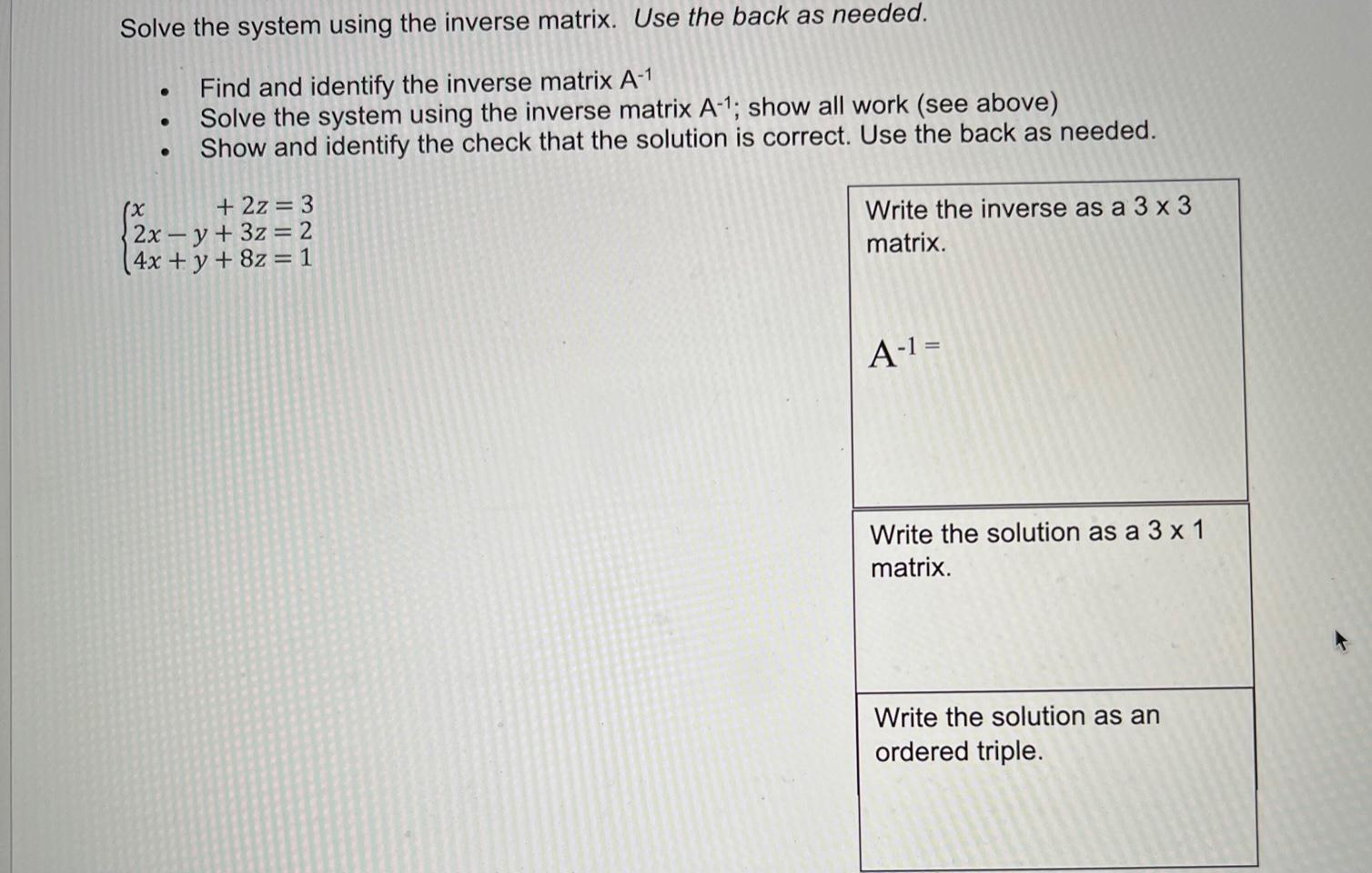 Solved All matrices and associated work must be shown in an | Chegg.com