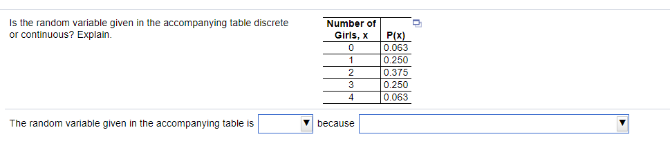 Solved Is the random variable given in the accompanying | Chegg.com