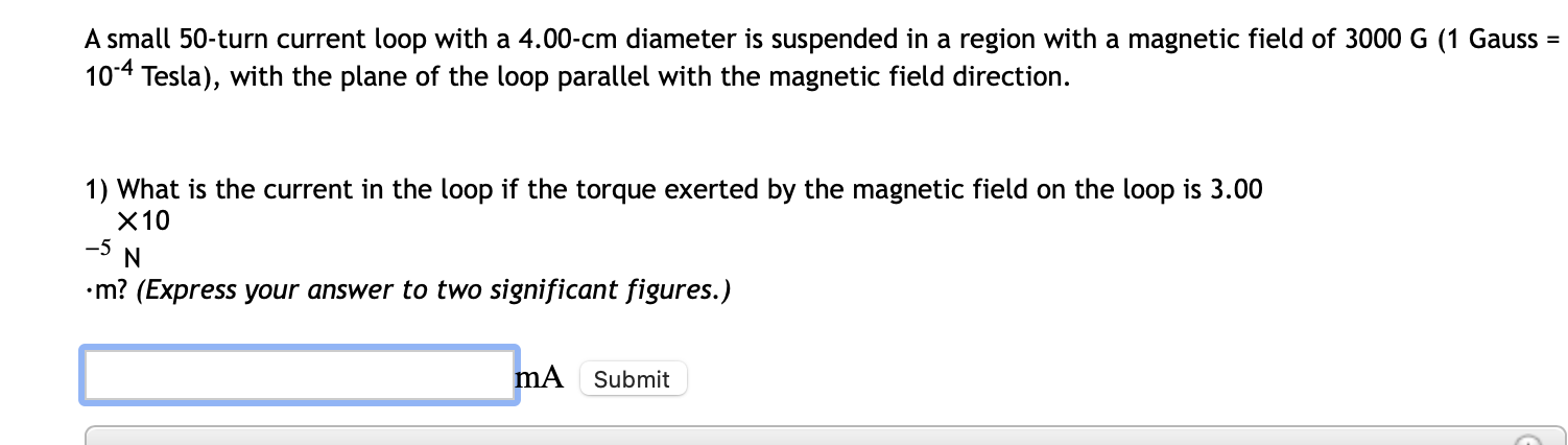 Solved A small 50-turn current loop with a 4.00-cm diameter | Chegg.com