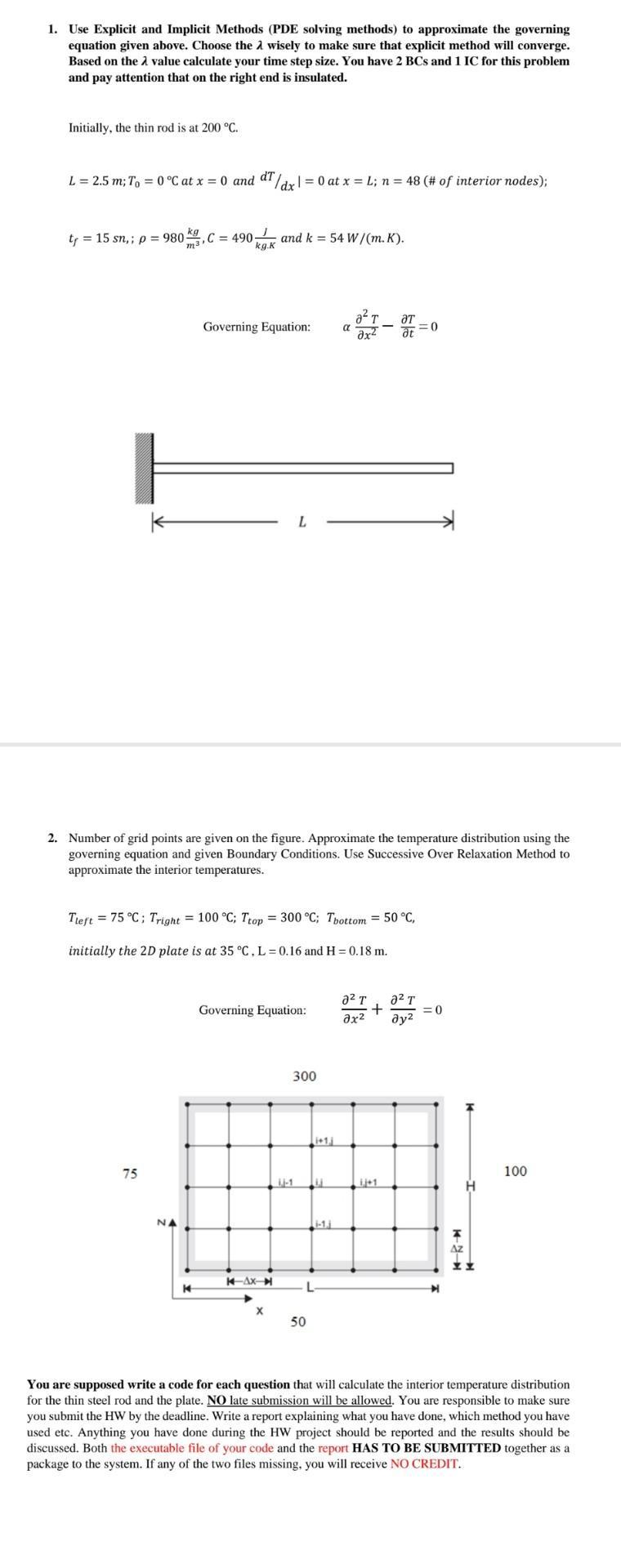 1. Use Explicit and Implicit Methods (PDE solving | Chegg.com