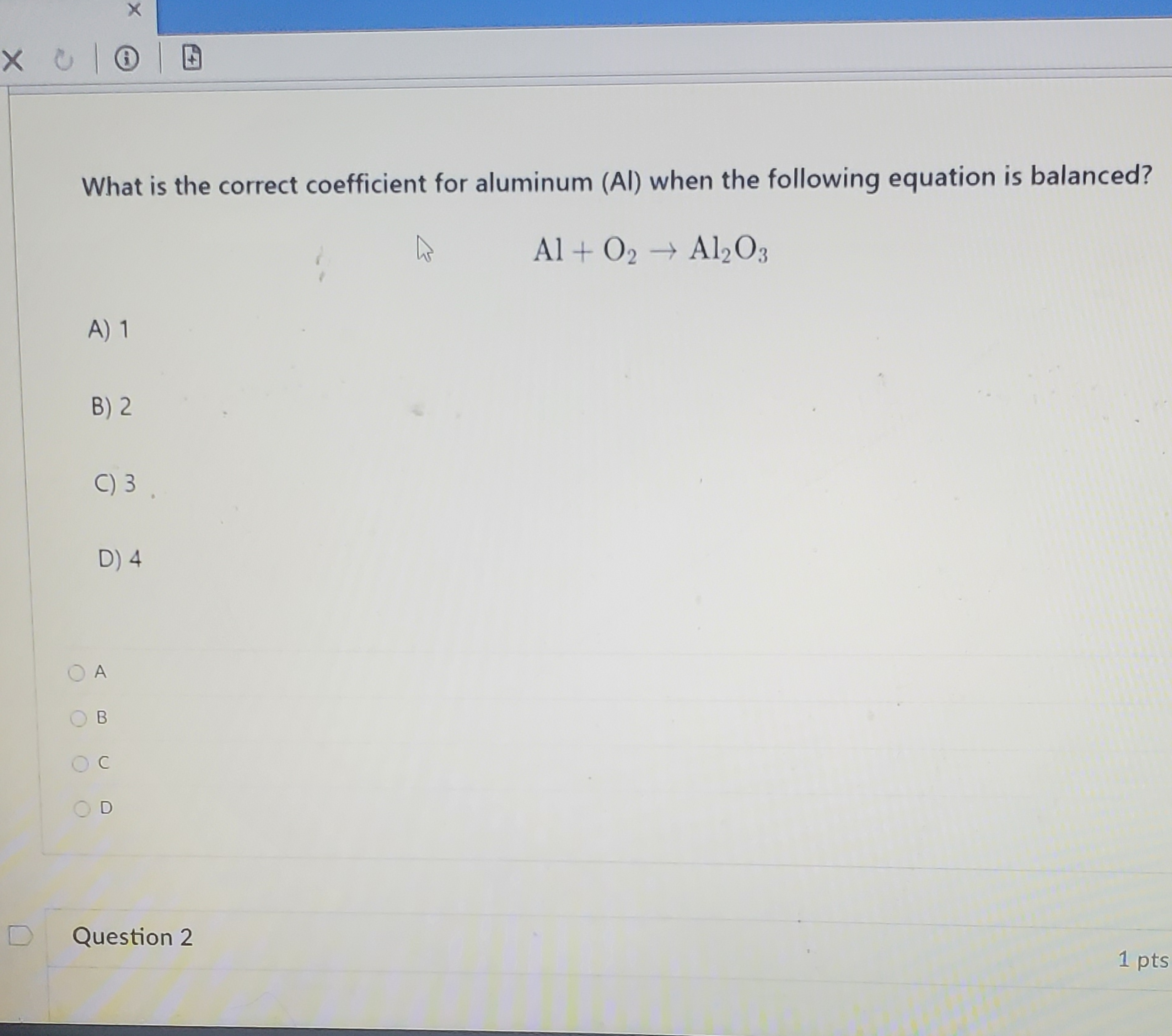 Solved What is the coefficient for Aluminum (Al) ﻿when the | Chegg.com