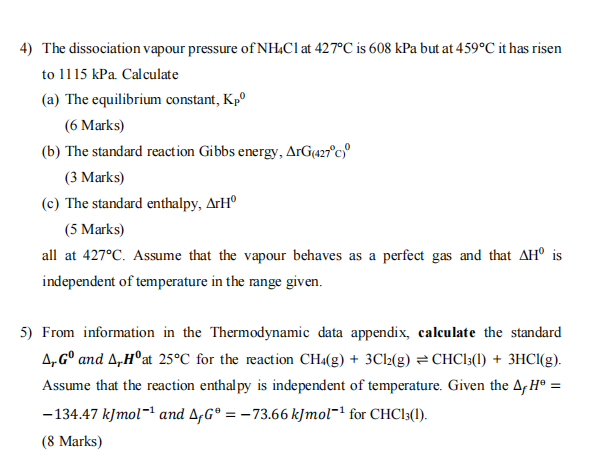 Solved The dissociation vapour pressure of NH4Cl ﻿at 427°C | Chegg.com