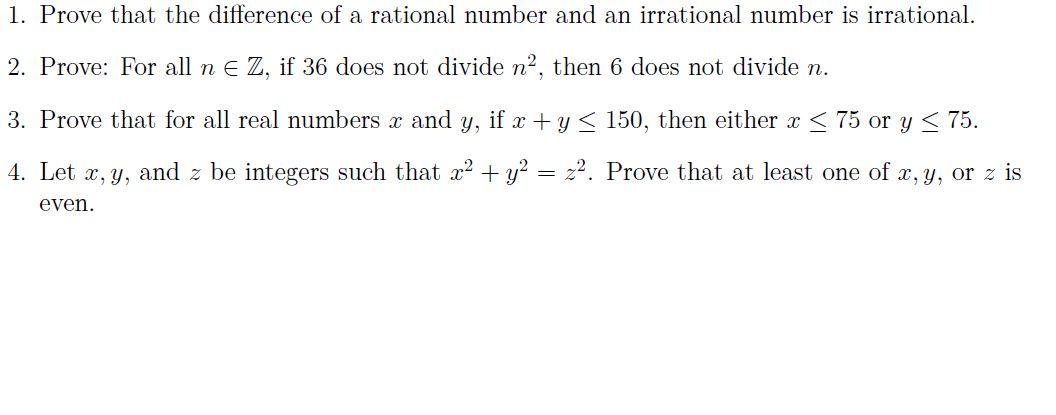 Solved 1. Prove that the difference of a rational number and | Chegg.com
