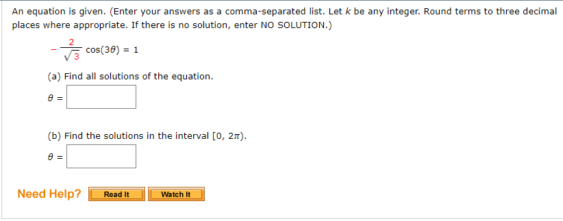 Solved An equation is given. (Enter your answers as a | Chegg.com