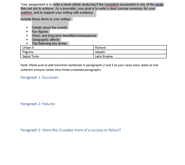 Your assignment is to write a news article analyzing | Chegg.com
