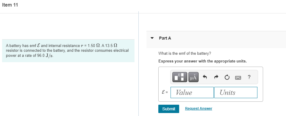 Solved A battery has emf E and internal resistance r=1.50Ω. | Chegg.com