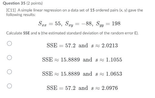 Solved Question 35 (2 points) [C11] A simple linear | Chegg.com