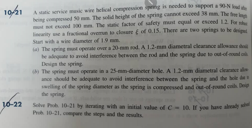 10/21 A static service music wire helical compression | Chegg.com