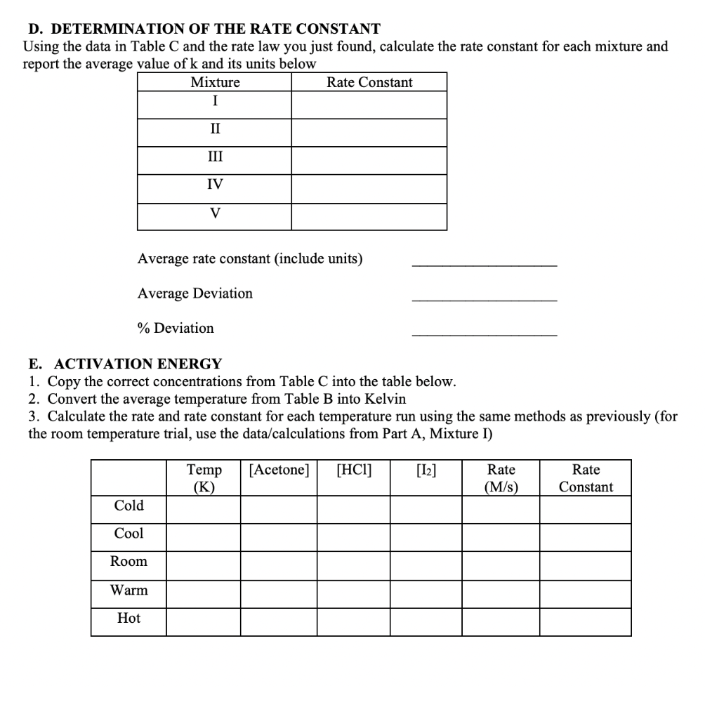 EXPERIMENT #3: KINETICS BY THE METHOD OF INITIAL | Chegg.com