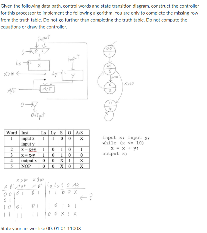 Solved Given the following data path, control words and | Chegg.com
