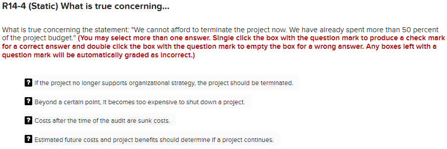 Solved R14-1 (Static) How does the project... Which of the | Chegg.com