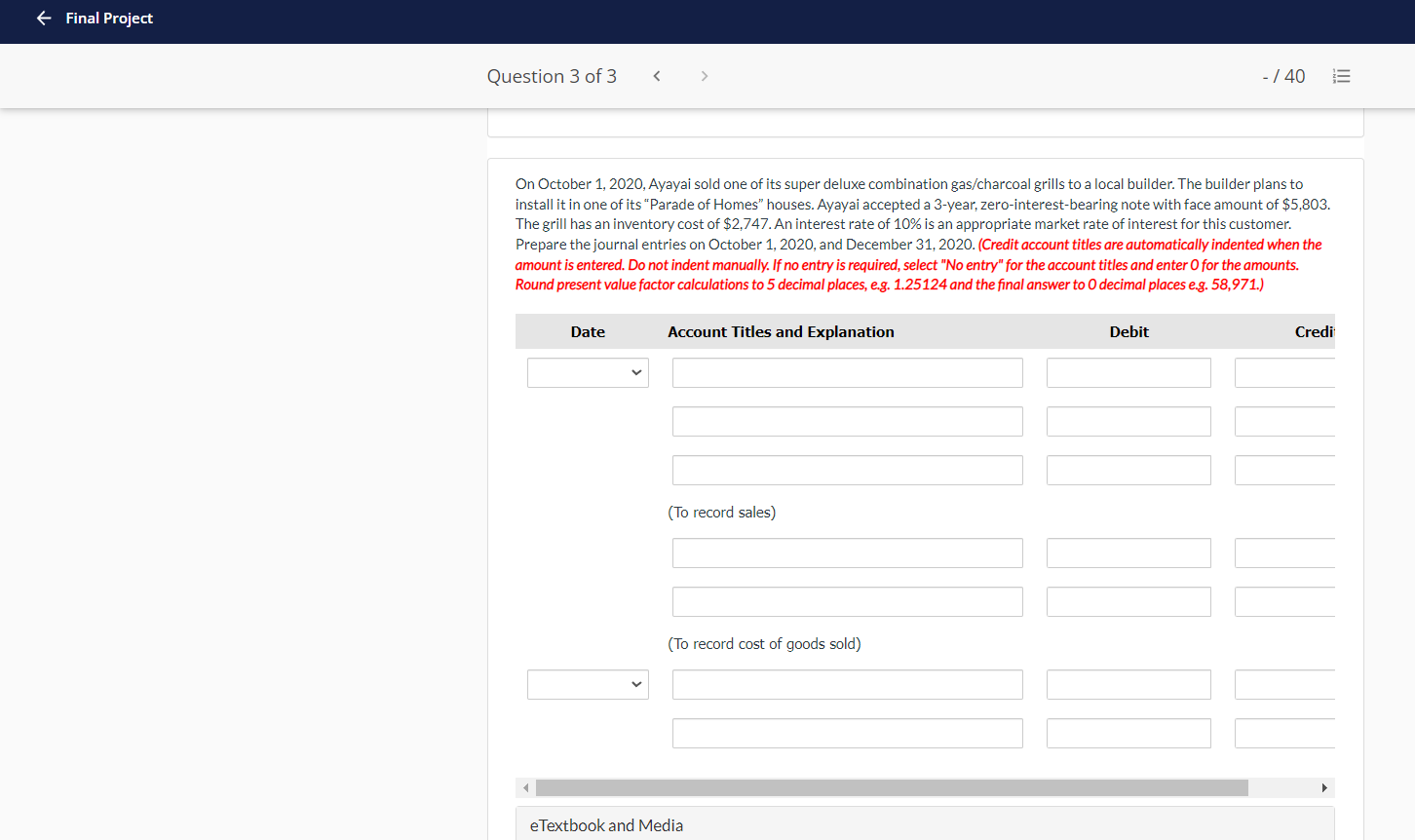 Solved f Final Project Question 3 of 3 - / 40 III View | Chegg.com