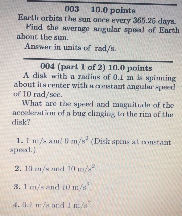 Solved 003 100 Points Earth Orbits The Sun Once Every 