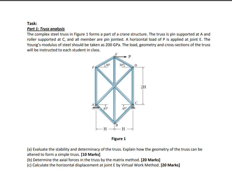 Solved Load P (kN) = 145 Height H (m)= 6.4 AB, BC, DE, EF= | Chegg.com