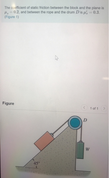 Solved The coefficient of static friction between the block | Chegg.com