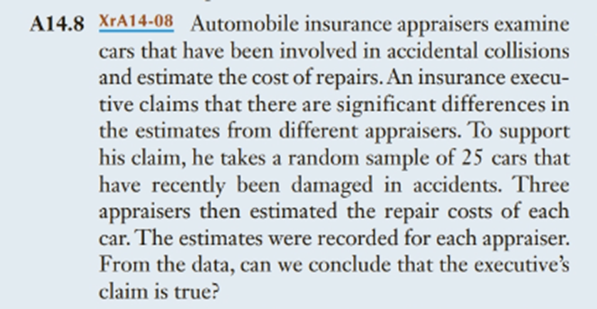 A14.8 X rA14-08 Automobile insurance appraisers | Chegg.com