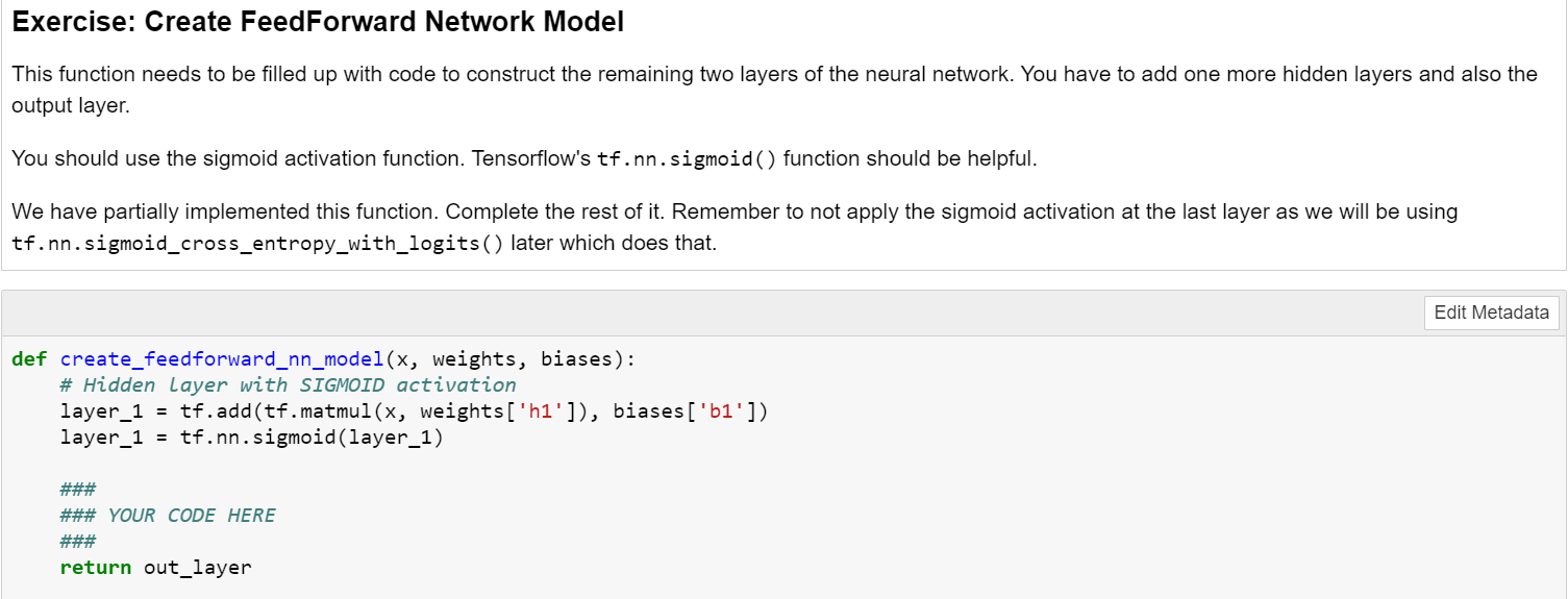 Solved Exercise: Create FeedForward Network Model This | Chegg.com